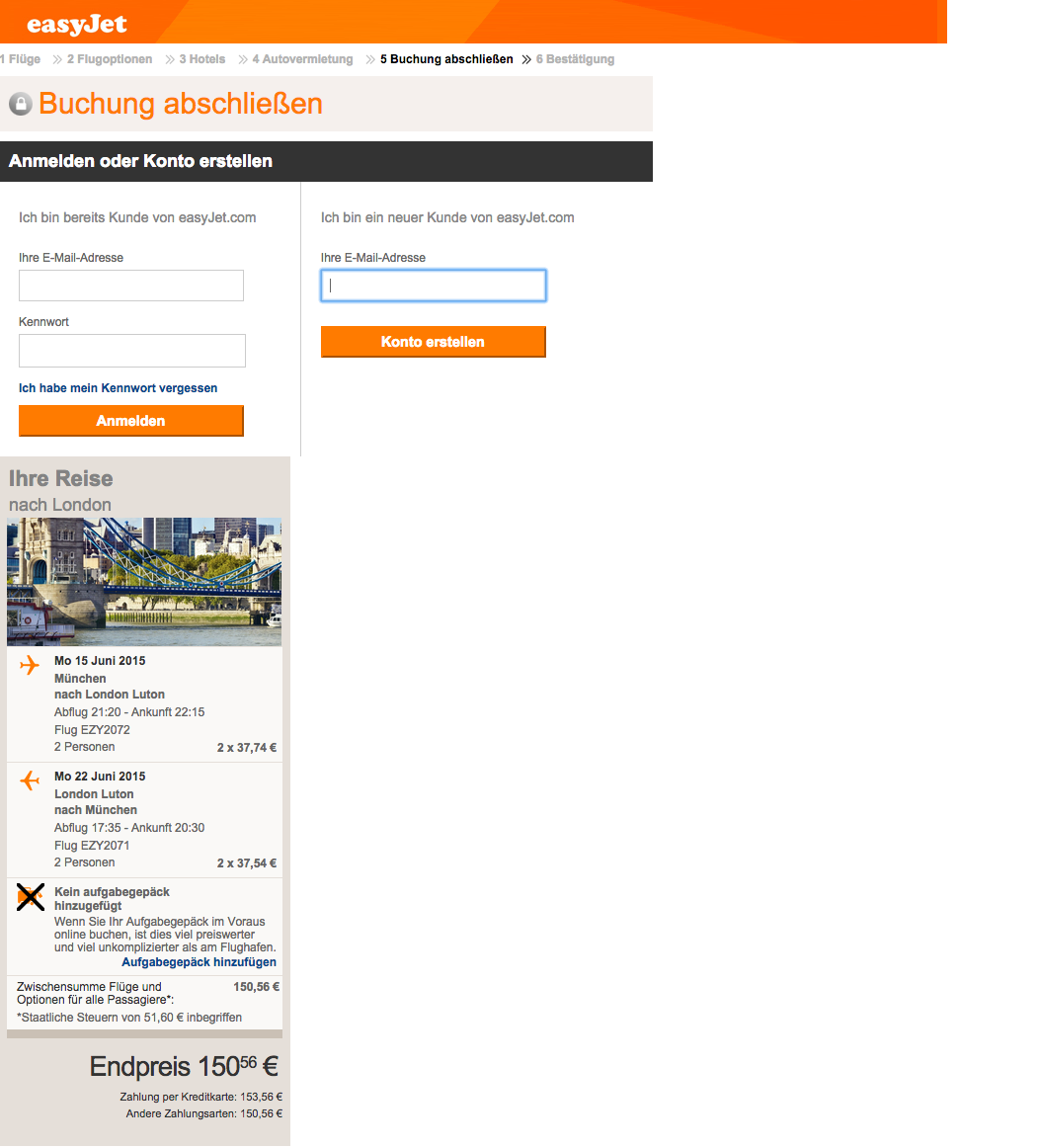 Billig buchen bei EasyJet - Buchungsanleitung » flughai.de